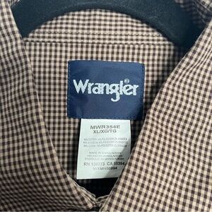 Wrangler | Shirts | Wrangler Mens Tan And Brown Gingham Checkered ...